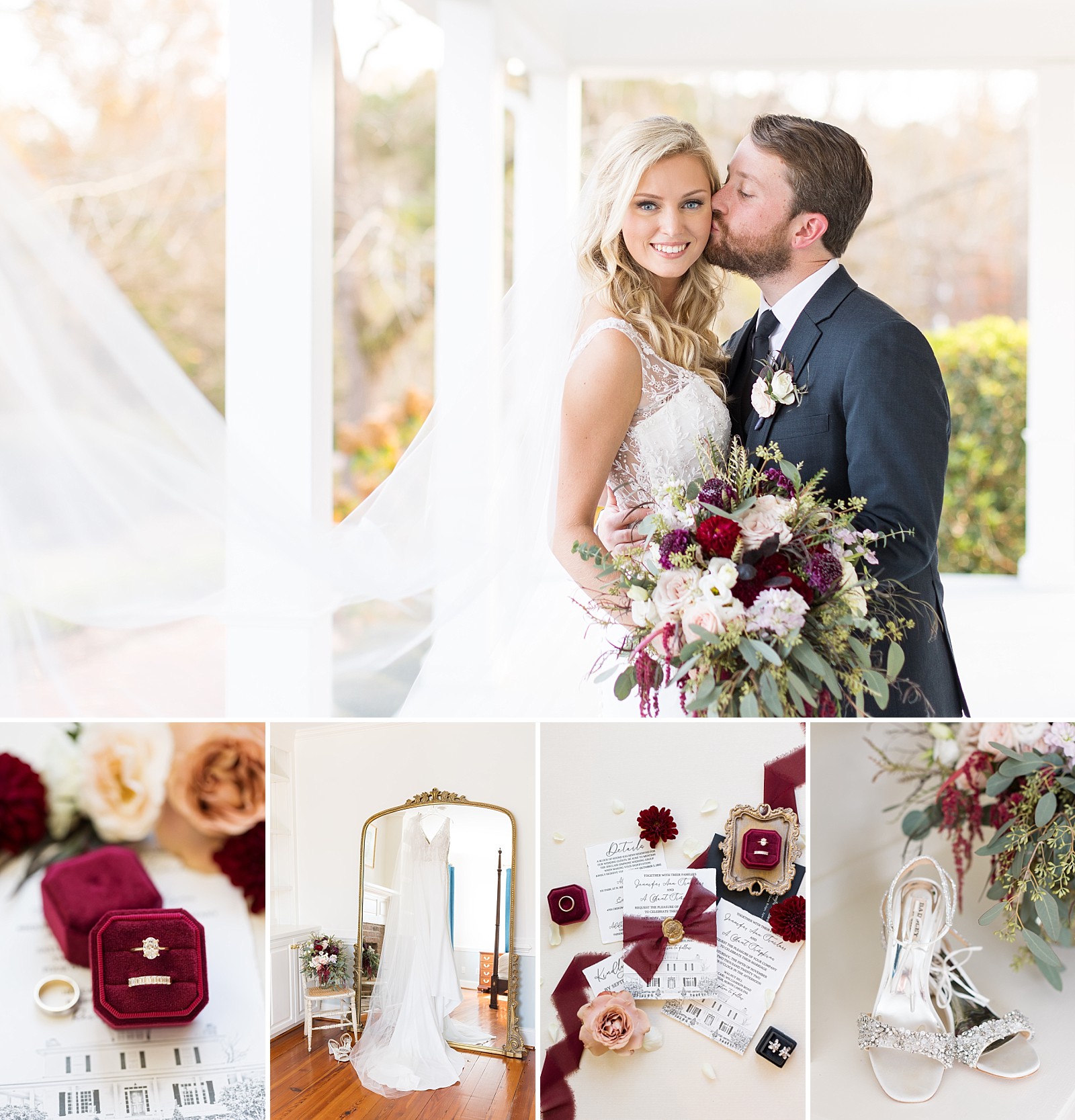 Walnut Hill Wedding with Burgundy and Black Details for Fall