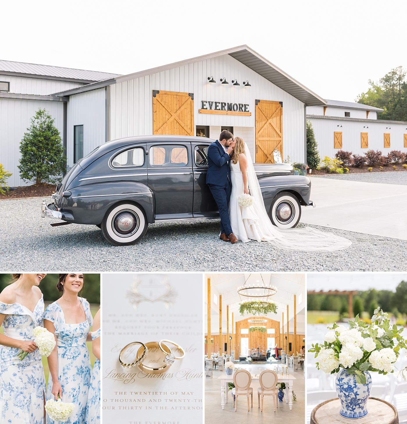 Blue and White Spring Wedding at The Evermore in Apex, NC